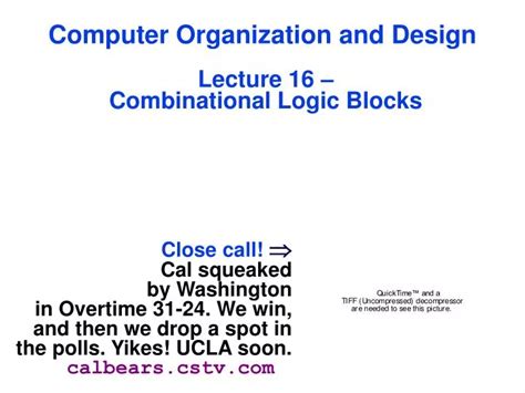 Ppt Computer Organization And Design Lecture 16 Combinational Logic Blocks Powerpoint