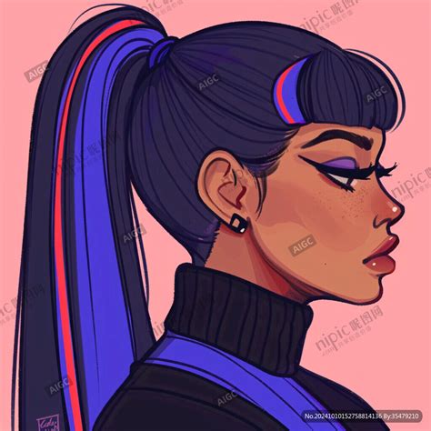 Ai创作图黑人女孩插画 潮流插画美女人物插画 美女人物侧脸 时尚潮流人物原创插画 卡通女孩侧面 少女头像插画 卡通女孩半身像 插画头像长辫子女孩 都市女孩插画 人物半身插画 网红潮流插画 长发