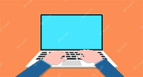 Premium Vector Typing Working On Laptop Vector Illustration Background