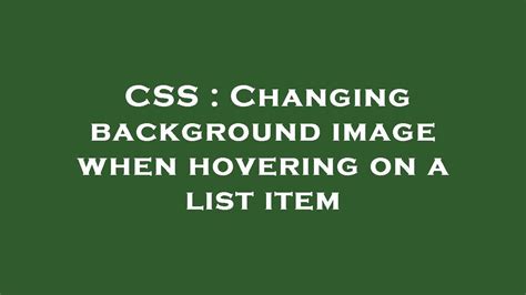 CSS : Changing background image when hovering on a list item - YouTube