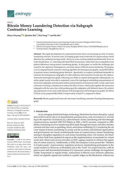 pdf bitcoin money laundering detection via subgraph contrastive learning