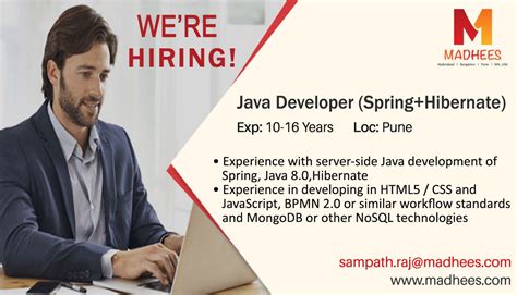 we re hiring java developer with 10 16 years experience in spring