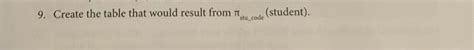 solved 9 create the table that would result from π