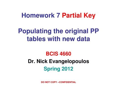 Ppt Homework 7 Partial Key Populating The Original Pp Tables With New