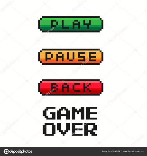 Bit Pixel Game Menu Button Play Pause Back Gaming Controller Stock