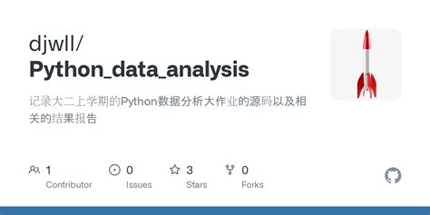 Github Djwllpythondataanalysis 记录大二上学期的python数据分析大作业的源码以及相关的结果报告