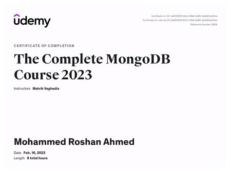 Mohammed Roshan Ahmed On Linkedin Mongodb Learning Udemy