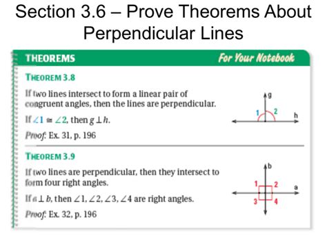 Perpendicular Lines Theorems Geometry Lesson