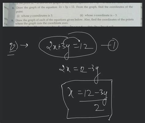 8 Draw The Graph Of The Equation 2x 3y 12 From The Graph Find The Coor