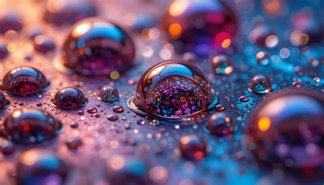 Macro Photography Of Colorful Water Droplets Reflecting Light Stock Illustration Illustration