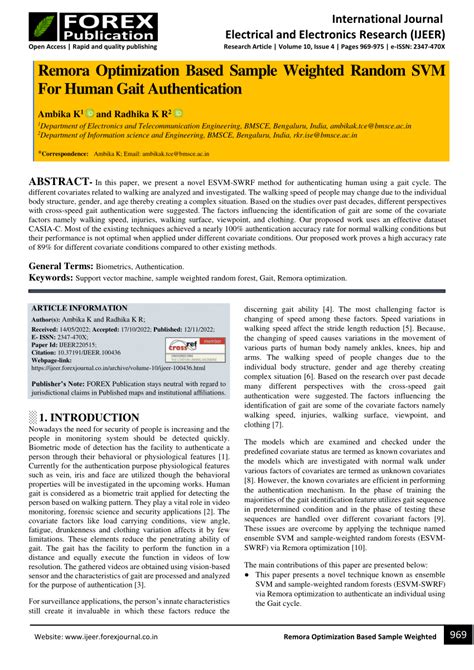 Pdf Remora Optimization Based Sample Weighted Random Svm For Human Gait Authentication