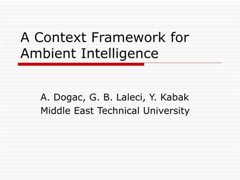 Ppt A Context Framework For Ambient Intelligence Powerpoint