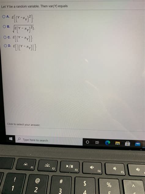 Solved Let Y Be A Random Variable Then Vary Equals ОА