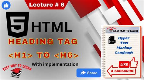 Heading Tags (h1 to h6) in html with implementation [[Easy Way To Learn]] - YouTube