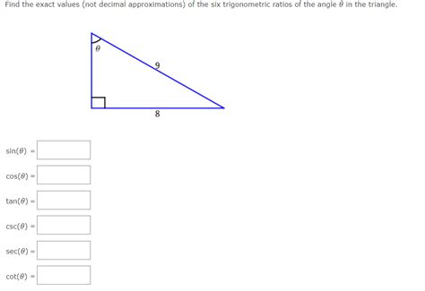 solved find the exact values not decimal approximations
