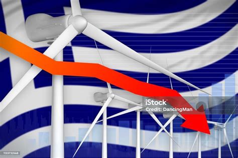 그리스 바람 에너지 파워 하강 차트 화살표 아래로녹색 자연 에너지 산업 그림 3d 일러스트레이션 0명에 대한 스톡 사진 및 기타 이미지 Istock