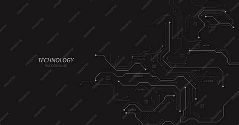 Premium Vector Grey Circuit Connection On Black Background Hightech Circuit Board Connection