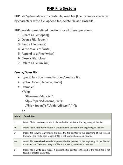 Php File Handling Pdf Computer File Filename