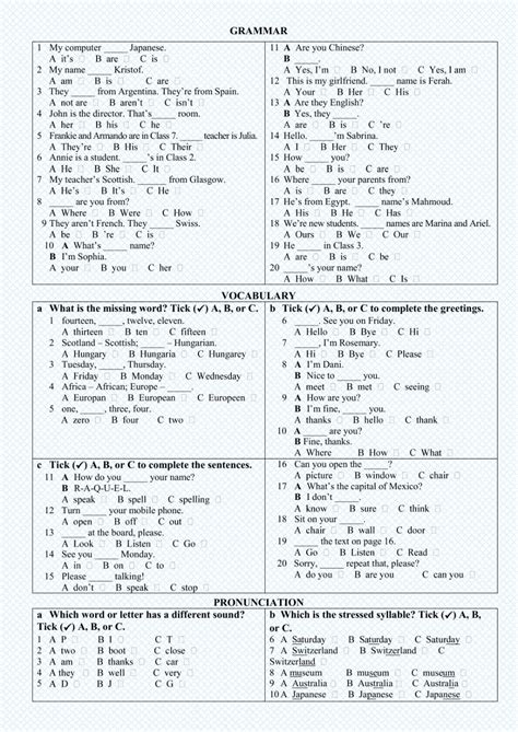 Ef Elementary Quick Test 1 4th Worksheet Artofit