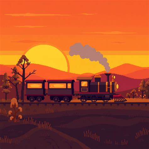 Charming Pixel Art Train Sticker Pack