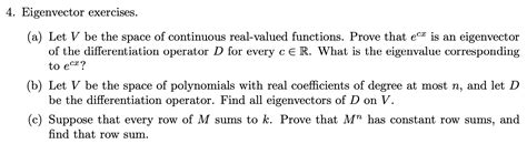 Solved Eigenvector Exercises A Let V Be The Space Of Chegg