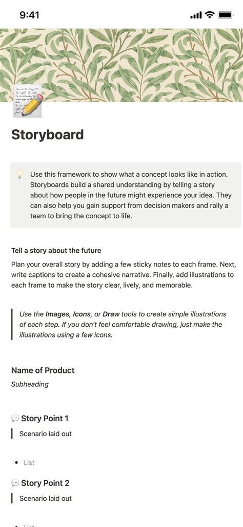 Notion Template Gallery Storyboard