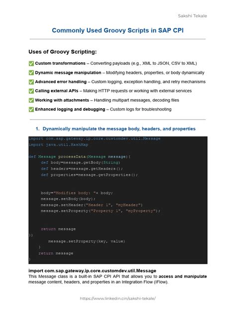 Essential Groovy Scripts And Udfs For Sap Cloud Integration Pdf Json Xml