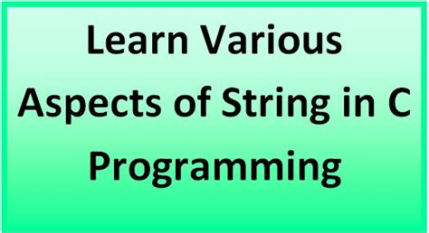 C String Understanding Arrays And Sequences Of Characters
