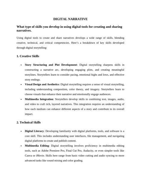 Digital Narrative Pdf Storytelling Multimedia