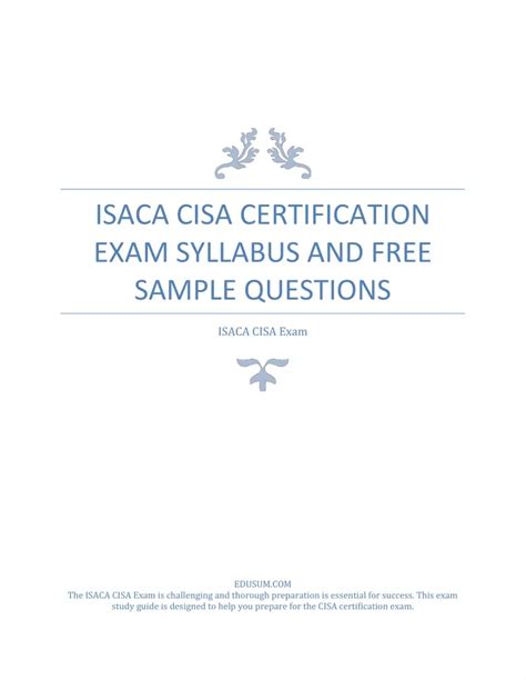 Ppt Isaca Cisa Certification Exam Syllabus And Free Sample Questions