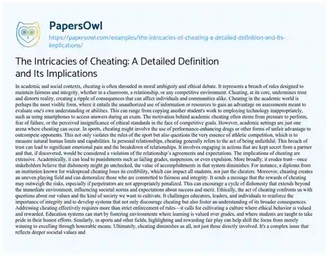 The Intricacies Of Cheating A Detailed Definition And Its Implications