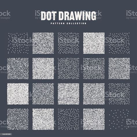 정사각형 모양의 점선 객체 Stipple 요소 찌르기 점웍 그리기 점을 사용한 음영 픽셀 분해 하프톤 효과 백색 소음 거친 질감 패턴 벡터 일러스트 레이 션 0명에 대한
