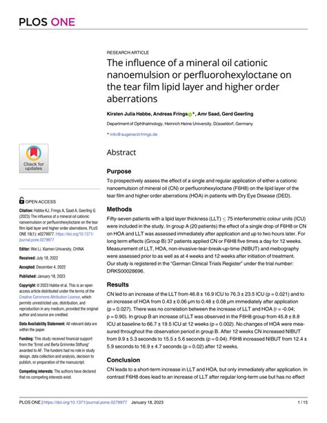 Pdf The Influence Of A Mineral Oil Cationic Nanoemulsion Or