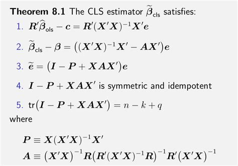 solved prove theorem 8 1 ﻿the cls estimator widetilde β cls