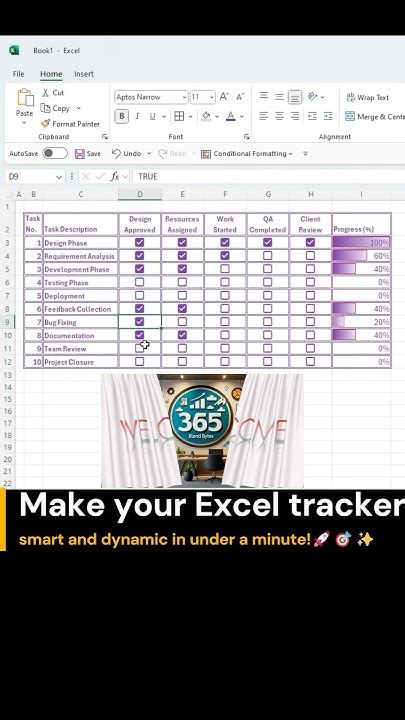 Create Smart Excel Progress Tracker In A Minute 🚀🎯 Excel Exceltips