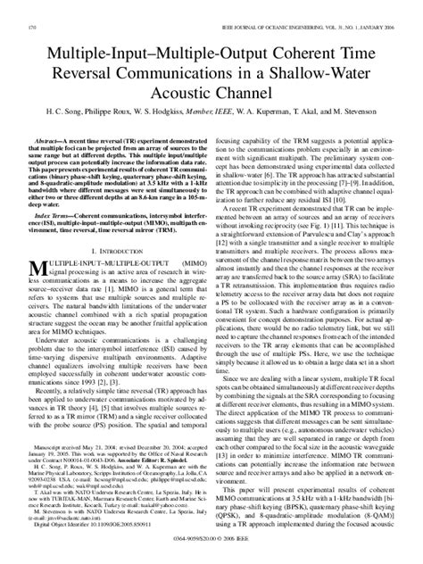 pdf multiple input multiple output coherent time reversal