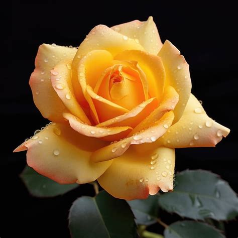 무료 사진 물방울이 있는 아름 다운 주황색 노란색 장미 하이브리드의 클로즈업
