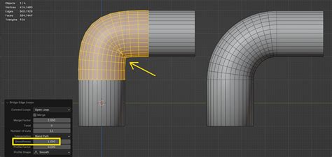modeling - Bridge Edge Loops Not Creating Proper 90° Elbow Pipe ...