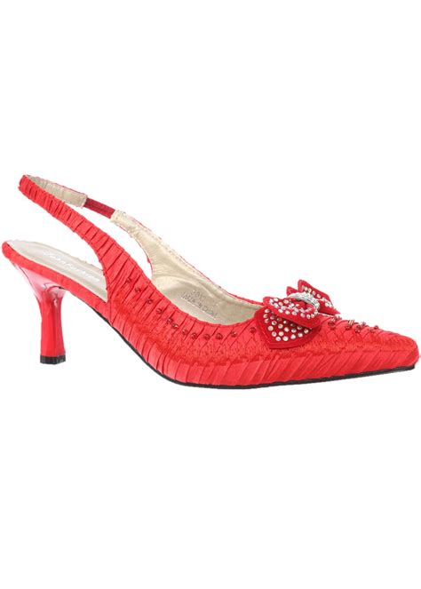 Womens Low Heel Closed Toe Slingback Pumps Bowknot Comfortable Dress Shoes Red 9