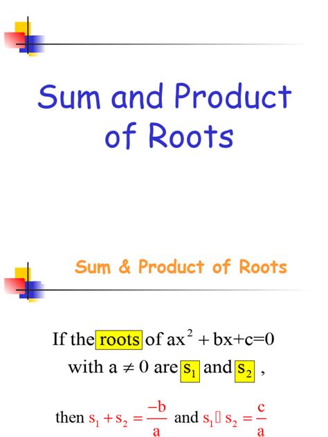 more lesson about sum and products of roots pdf