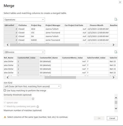 Solved Merge Query Error Columns Of Same Type When They A