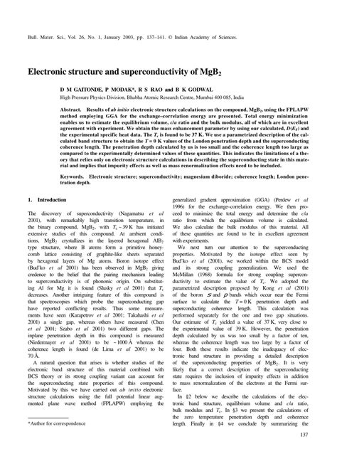 Pdf Electronic Structure And Superconductivity Of Mgb 2