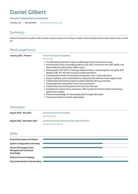 Oracle Functional Consultant Resume Examples And Templates