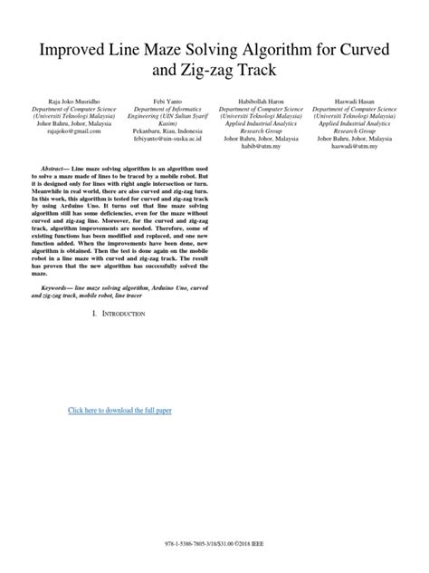 Improved Line Maze Solving Algorithm For Pdf Pdf Computer Science