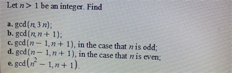 solved let n 1 be an integer find a ged n 3n b