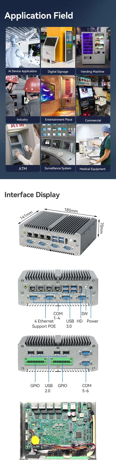 Industrial Mini Pc In Tel Core I5 I7 I9 Ddr4 8usb Rs485 4lan Hd Mi Gpio 6 Com Wifi 3g 4g Module