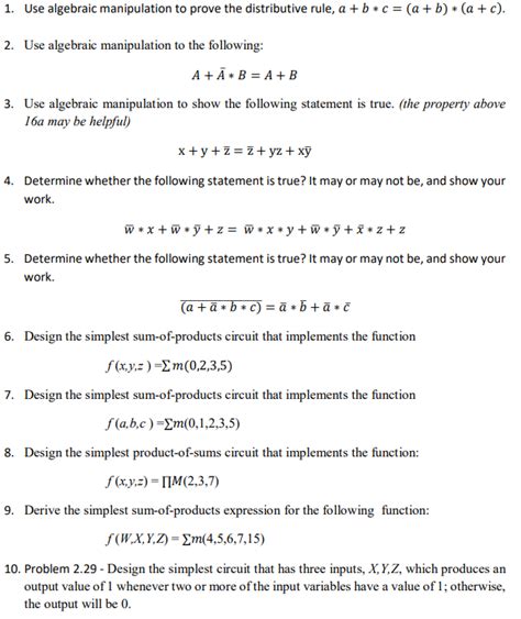 Solved 1 Use Algebraic Manipulation To Prove The