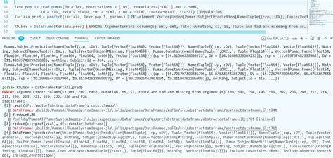error while using predict function pumas