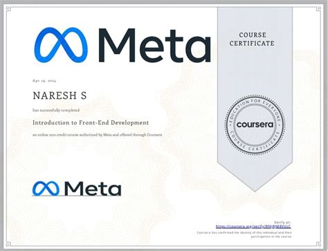 Naresh S On Linkedin Frontenddevelopment Coursera Meta