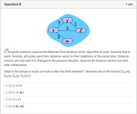 Solved Question 8 1 Pts Y 7 1 5 X Z 3 W Iin The Given